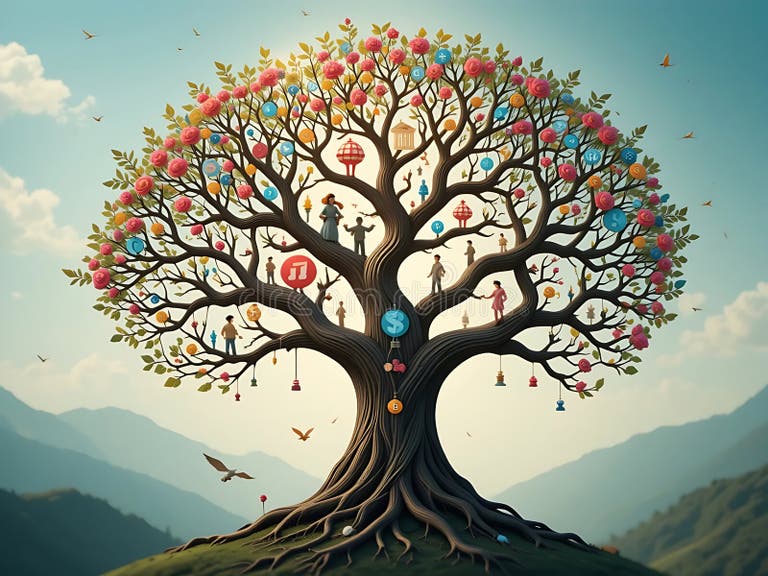 Growing Together - a Visual of Mutual Success Stock Illustration ...