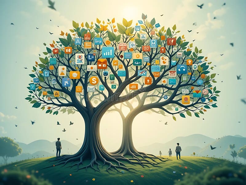 Growing Together - a Visual of Mutual Success Stock Illustration ...