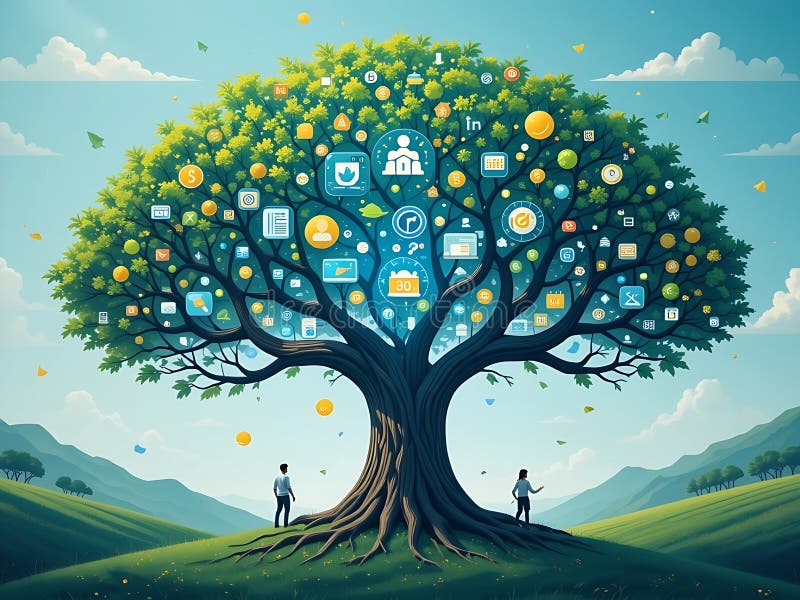 Growing Together - a Visual of Mutual Success Stock Illustration ...