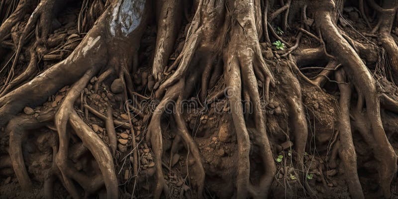 Growing Tree Roots. Generative AI Realistic Illustration Stock Image ...