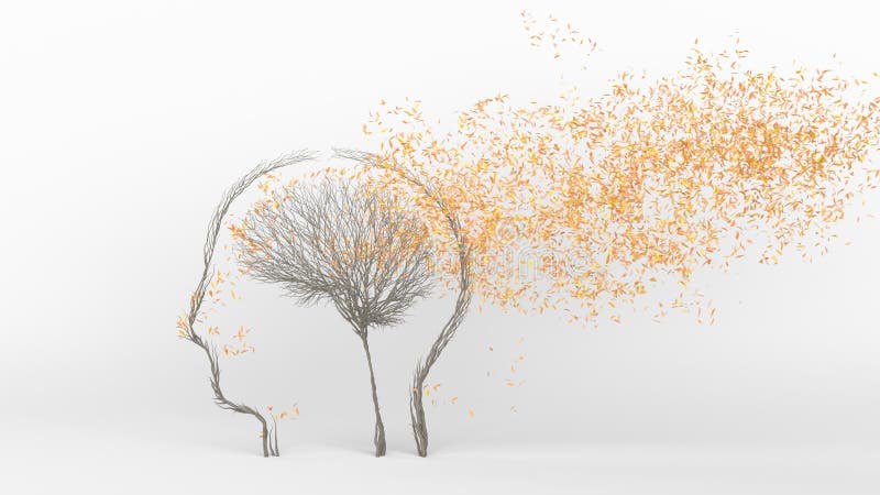 Growing Tree in a Shape of Human Brain Inside a Head. Eco Concept Stock ...