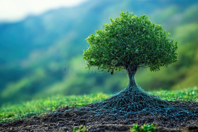 Growing Tree Shows Interconnectedness of Nature and Technology Stock ...