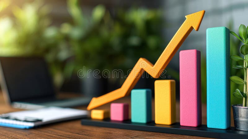 Growing Trends are Represented by Colorful Graph, Symbolizing Success ...
