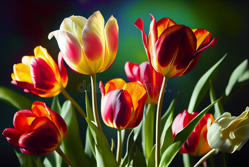 Growing tulips flowers stock illustration. Illustration of bloom ...