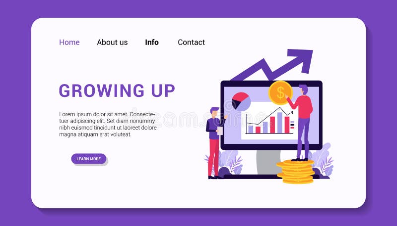Growing Up Landing Page Template Graphic Design Illustration Stock ...