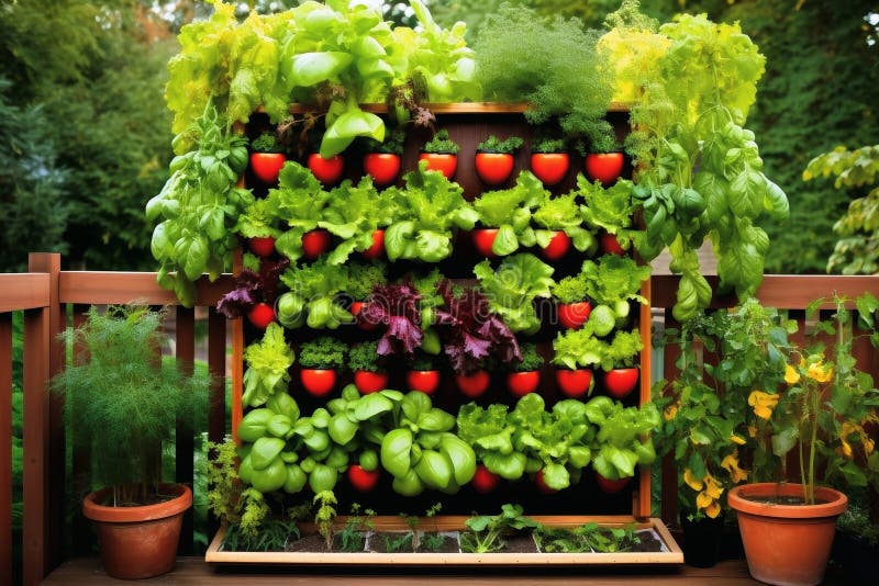 Growing Vegetables in Vertical Gardening Stock Illustration ...