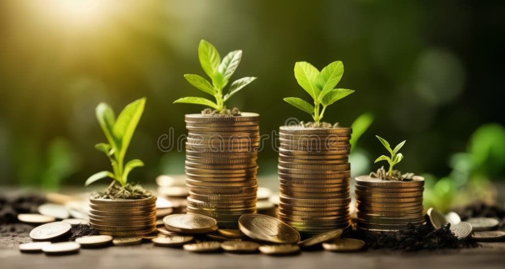 Growing Wealth from Small Beginnings Stock Illustration - Illustration ...