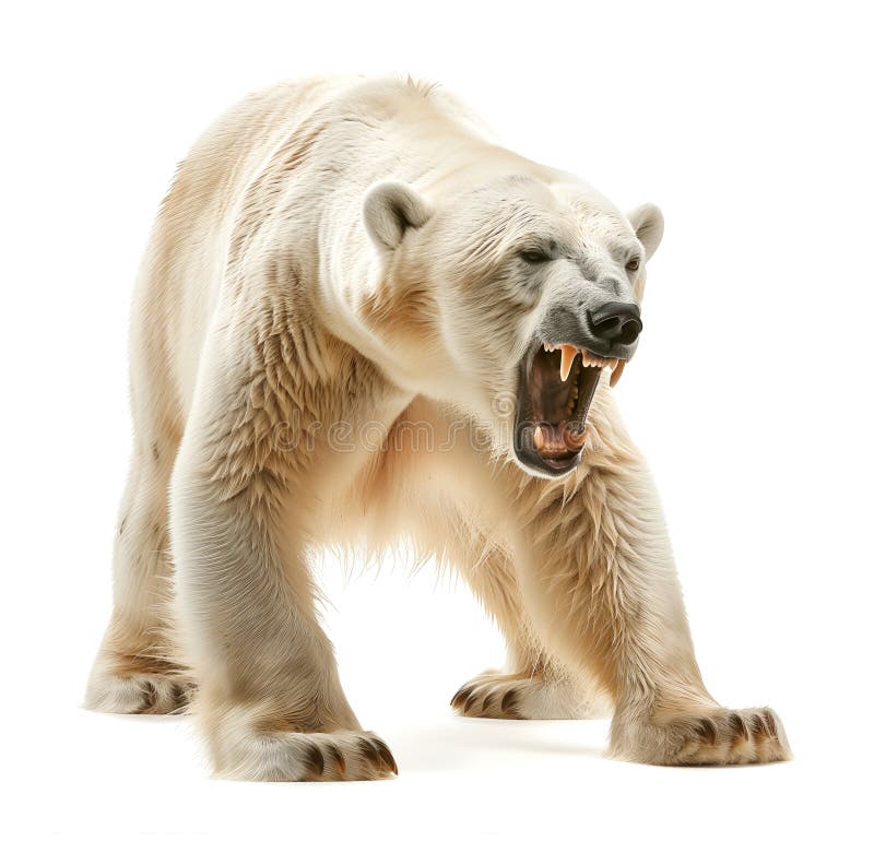Growling Polar Bear Displaying Fierce Teeth and Claws Stock Photo ...