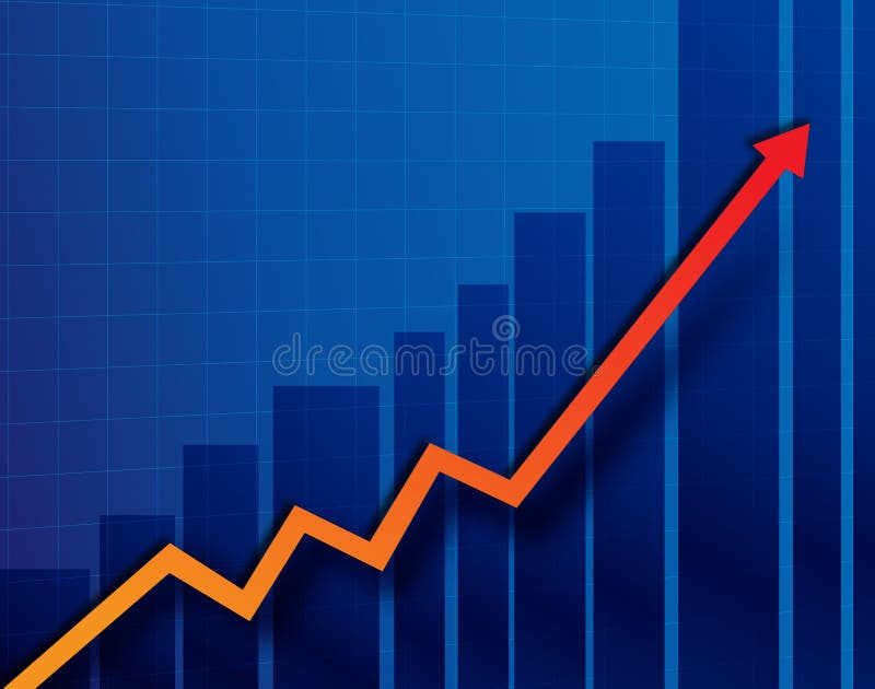 Bar Chart Illustrated With Red Arrow Stock Vector - Illustration of ...
