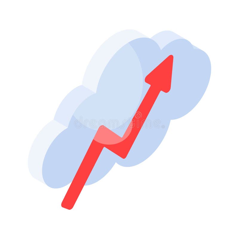 Growth Arrow with Cloud Isometric Vector of Cloud Statistics, Cloud ... Growth Arrow with Cloud Isometric Vector of Cloud Statistics, Cloud ...