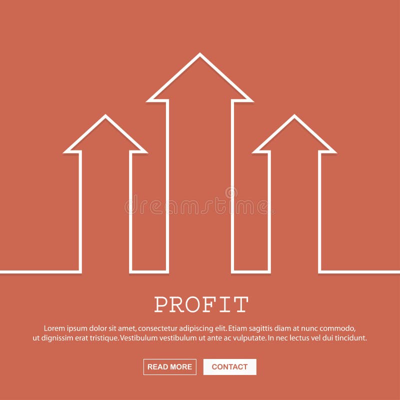 Growth Arrow Outline Stoke with Profit Concept. Stock Vector ...