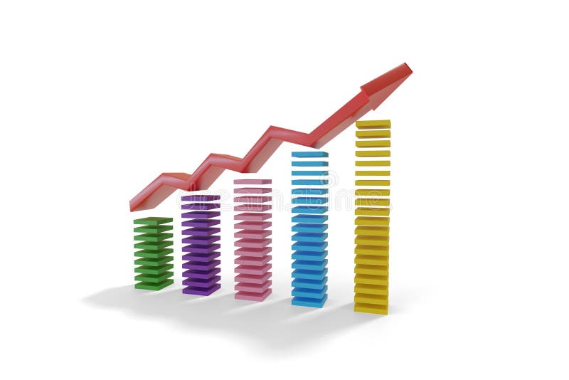 Growth Bar Chart with Arrow in Three Dimensions. 3D Illustration Stock ...