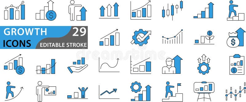 Growth icon set stock vector. Illustration of sketch - 357301453