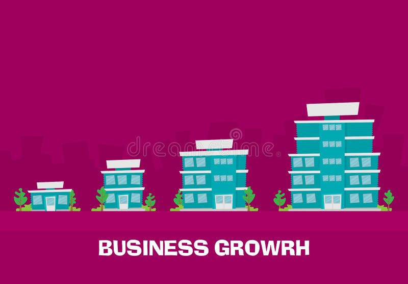Growth of Business. Buildings of Company Small, Middle and Big Stock ...