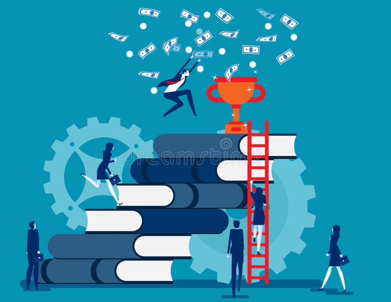 Growth in Career Ladder. Success in Work Concept. Stack of Books Stock ...