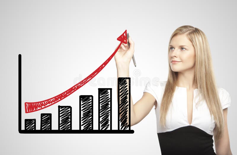 Growth chart going up stock photo. Image of success, businesswoman ...