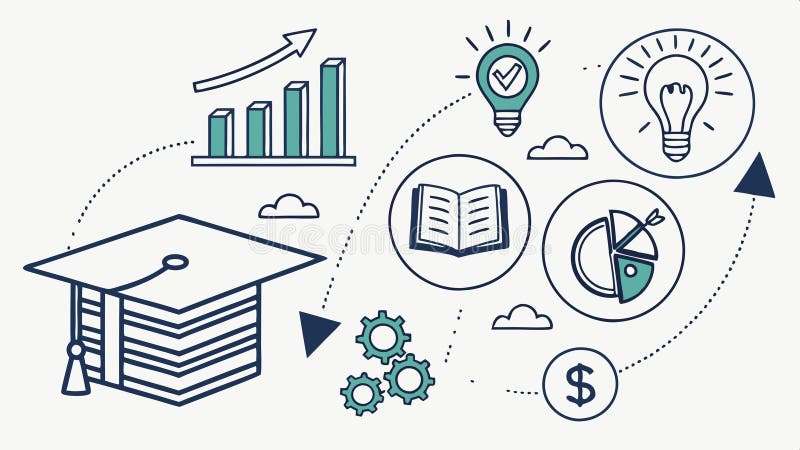 Growth Chart with Books: Education Progress, Learning Curve Vector ...