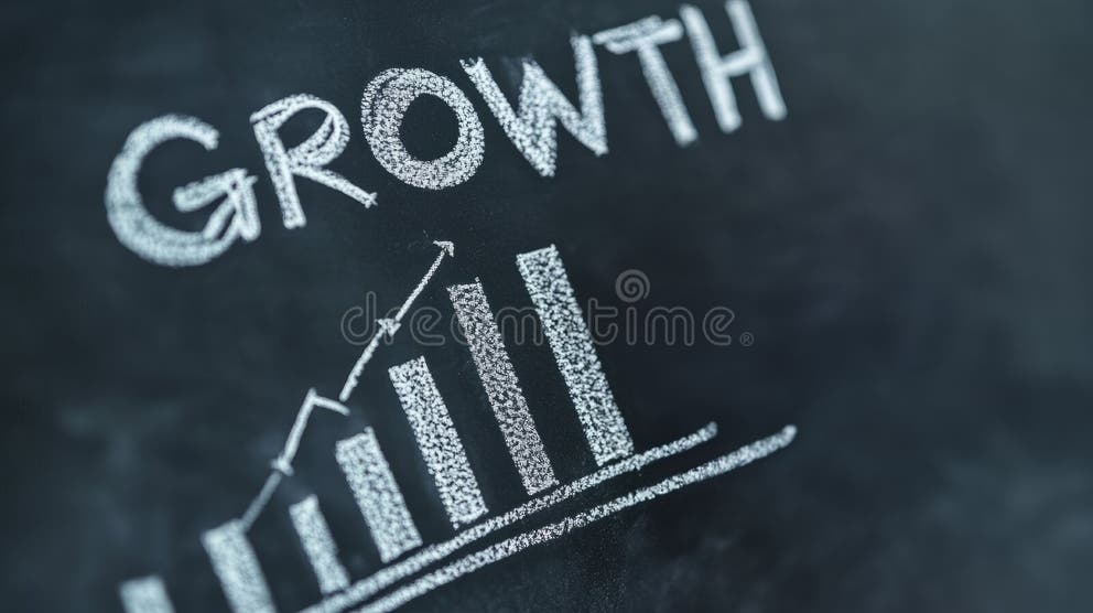 Growth Chart on Chalkboard Symbolizing Business Progress. Stock Image ...