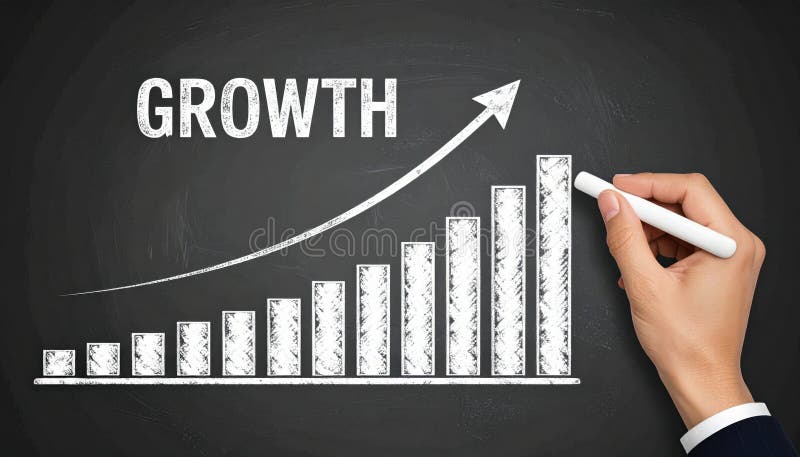 Growth Chart Drawn on Chalkboard Representing Business Progress ...