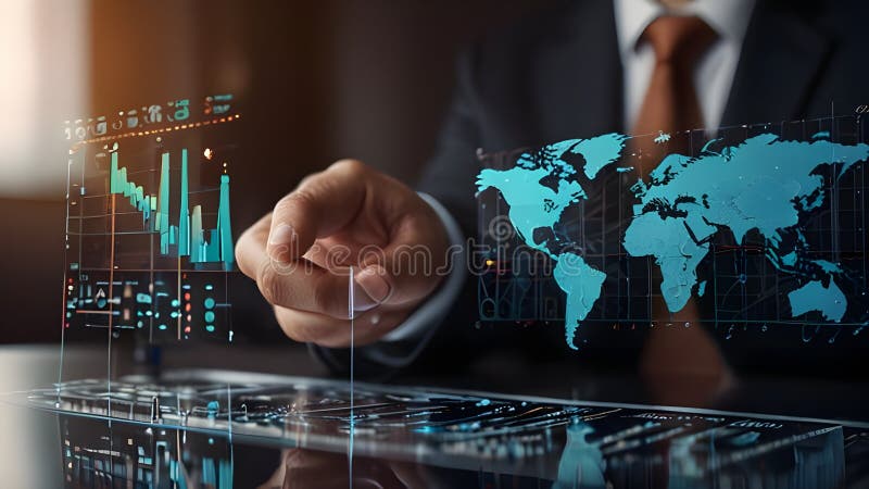 Growth Chart and Earth Digital Map Stock Illustration - Illustration of ...