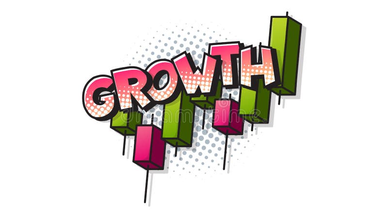 Growth Chart and Expression Text on a Comic Bubble with Halftone ...