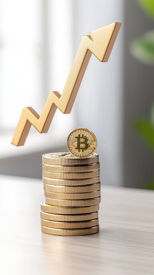 Growth Chart Featuring Bold Lines and Bitcoin Stack for Finance Stock ...