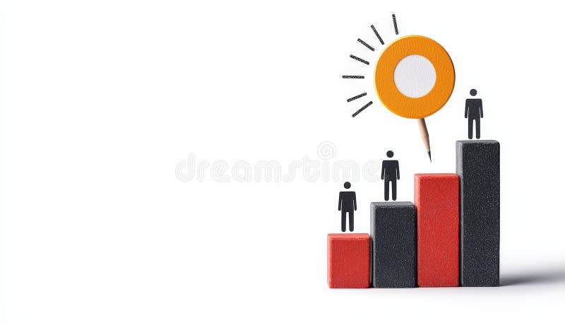 Growth Chart with Figures and Sun Icon Stock Illustration ...