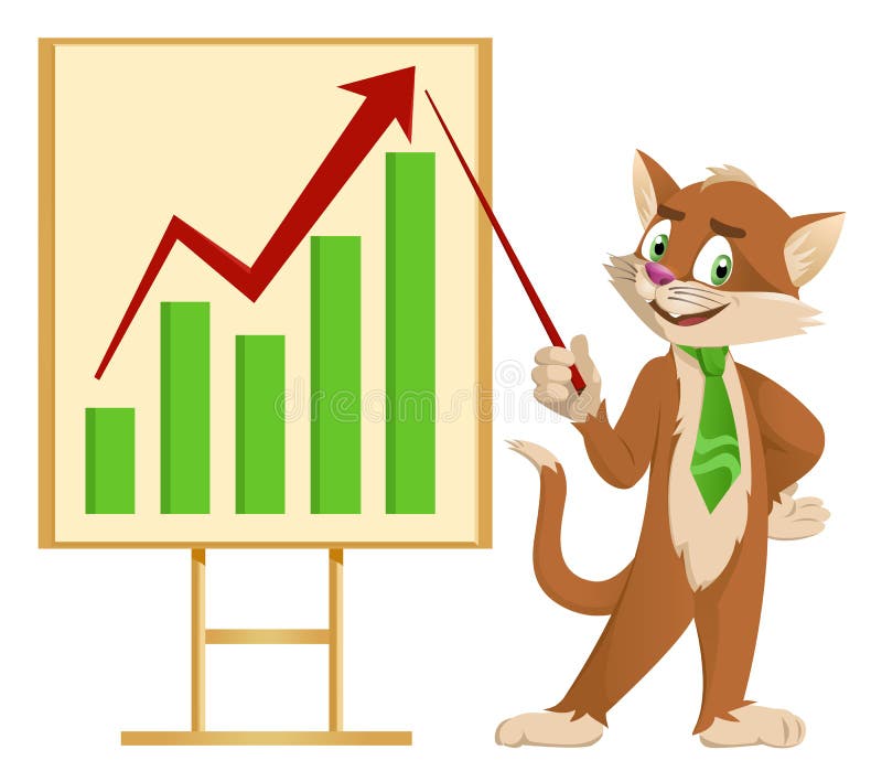 Growth Chart. Cartoon Sparrow Making a Presentation Stock Vector ...