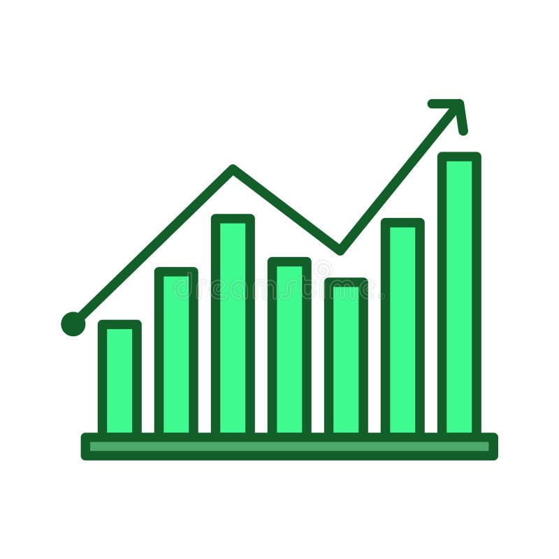 Growth Chart and Green Bars with Arrow Pointing Upward Stock Vector ...