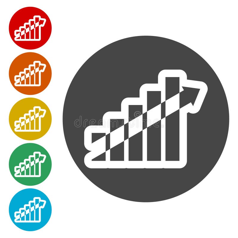 Growth Chart Vector Icon, Graph Icon, Red Graph Sign Stock Illustration ...