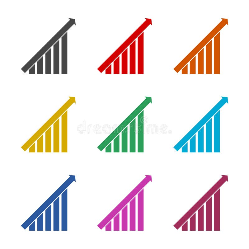 Growth Chart Icon, Color Icons Set Stock Vector - Illustration of ...
