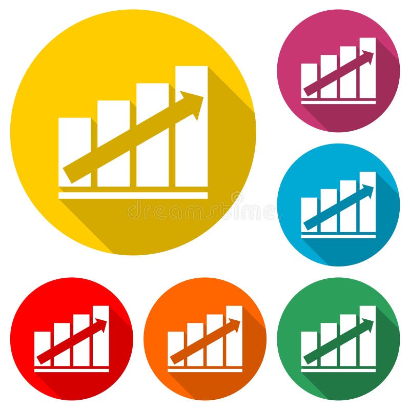 Growth Chart Icon, Color Icon with Long Shadow Stock Vector ...