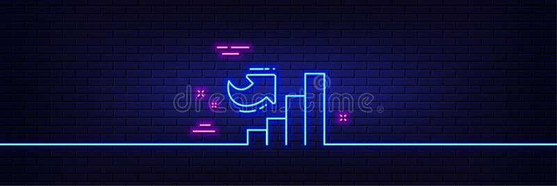 Growth Chart Line Icon. Column Graph Sign. Neon Light Glow Effect ...