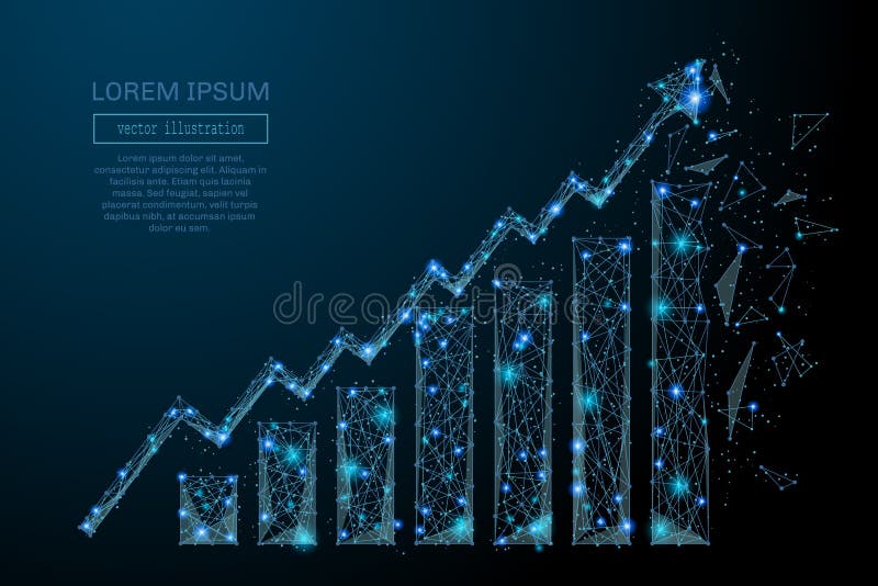 Growth chart low poly blue stock vector. Illustration of graph - 92297784