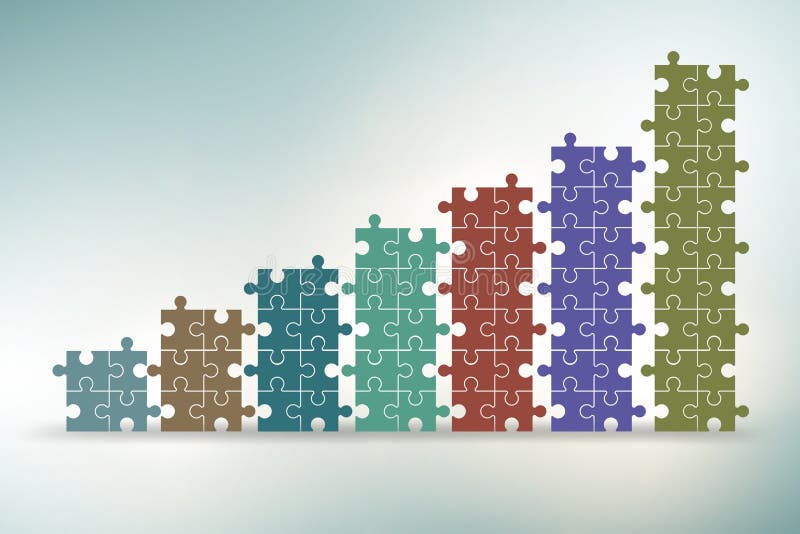 Growth Chart Made of Jigsaw Puzzle Pieces - 3d Rendering Stock ...
