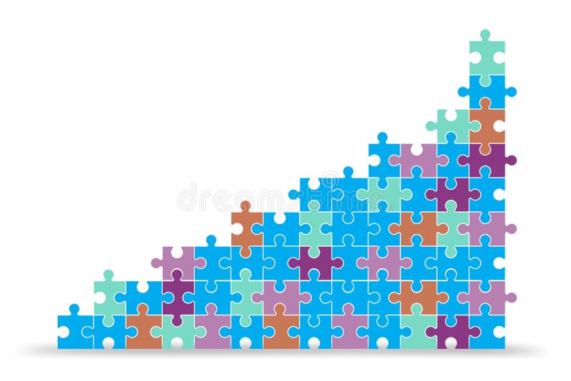 Growth Chart Made of Jigsaw Puzzle Pieces - 3d Rendering Stock ...