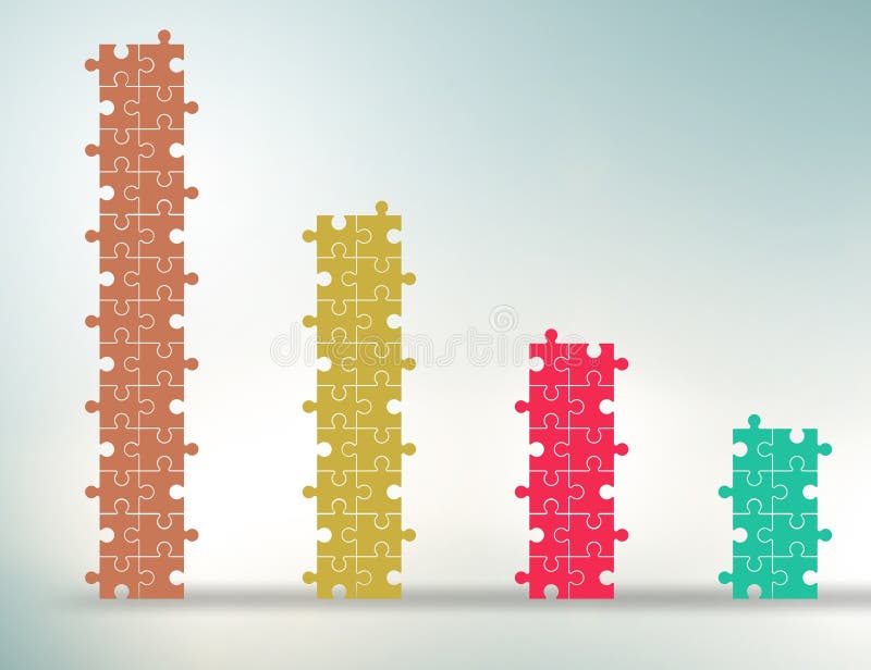 Growth Chart Made of Jigsaw Puzzle Pieces - 3d Rendering Stock ...