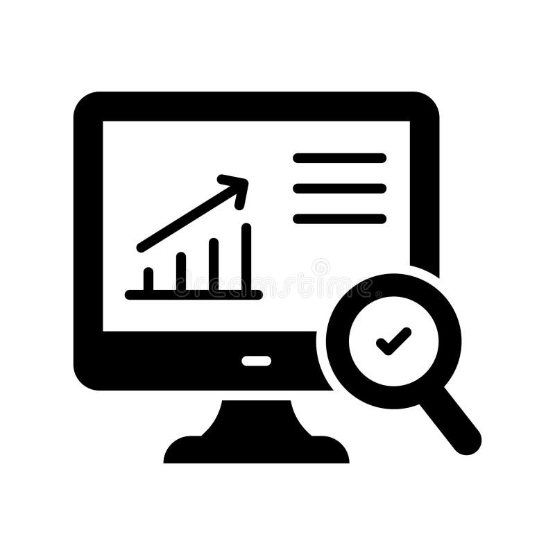 Growth Chart on Monitor with Magnifier Showing Concept Vector of Data ...