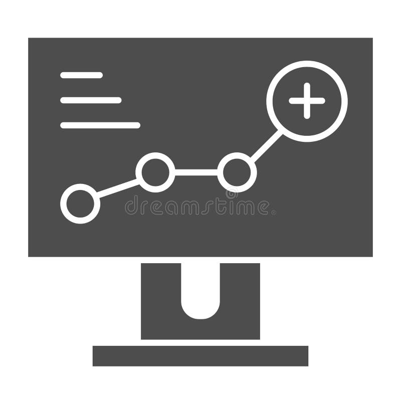 Monitor with Graph on the Screen Line Icon. Chart on Pc Vector ...