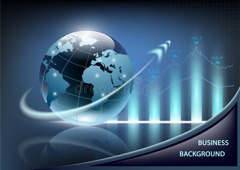 Growth Chart and Planet Earth with an Arrow on a Dark Blue Backg Stock ...