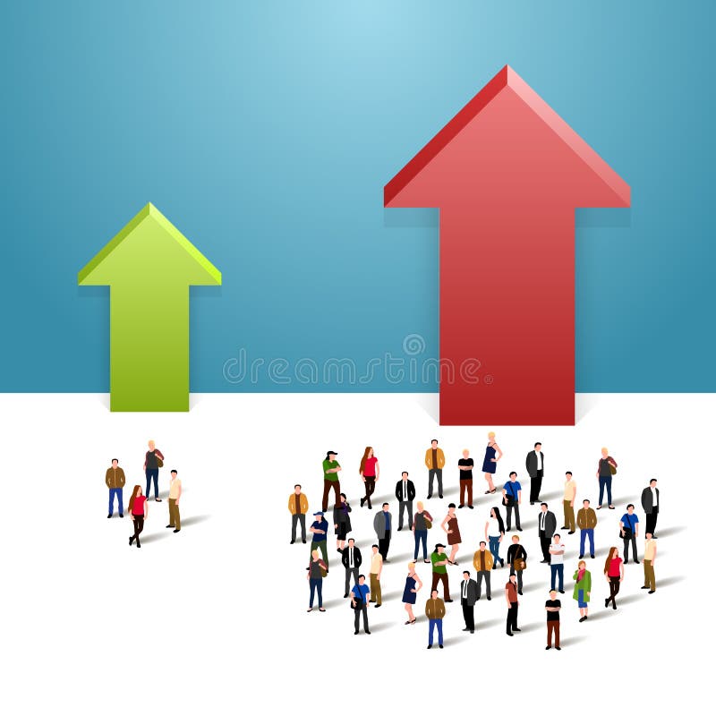 Growth Chart and Progress in People Crowd Stock Vector - Illustration ...