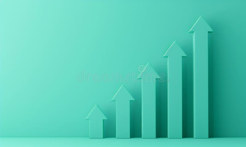 Growth Chart with Rising Arrows on a Solid Pastel Background with Copy ...