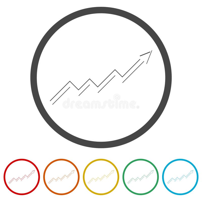 Growth Chart Vector Icon, Graph Icon, Graph Sign, 6 Colors Included ...