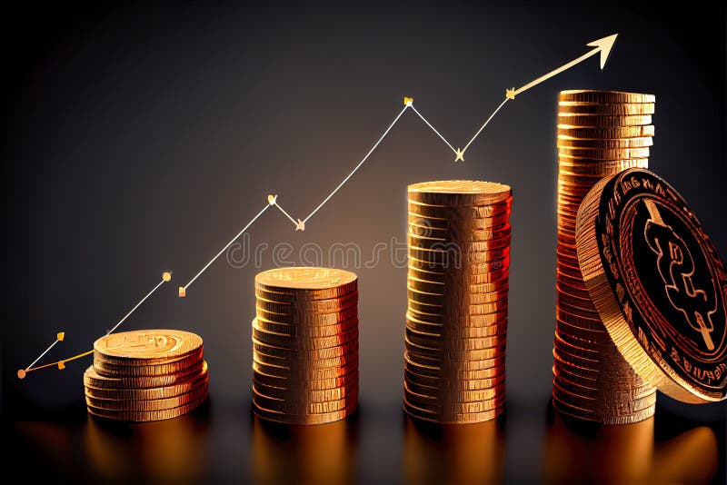 Growth Charts with Gold Coins. Generative AI Stock Illustration ...