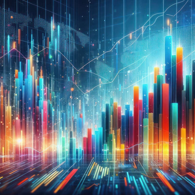 Growth Charts, Moving Forward in the Digital World. Stock Image - Image ...