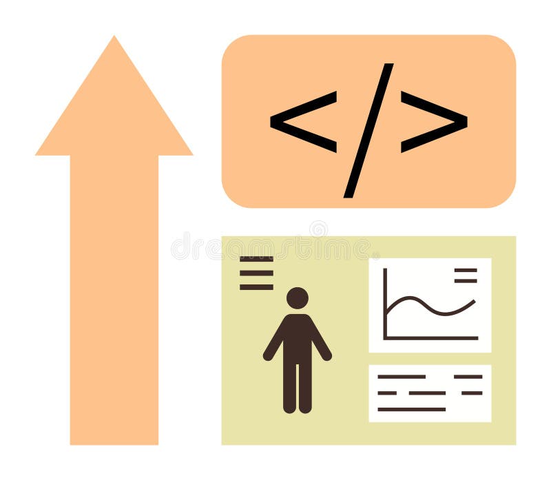 Growth in Coding Skills Represented by Arrow, Code Snippet, and Data Visualization Stock ...