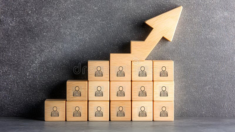 Growth Concept with Blocks and Upward Arrow Stock Illustration ...