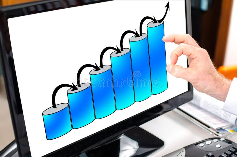 Growth Concept on a Computer Monitor Stock Photo - Image of step ...