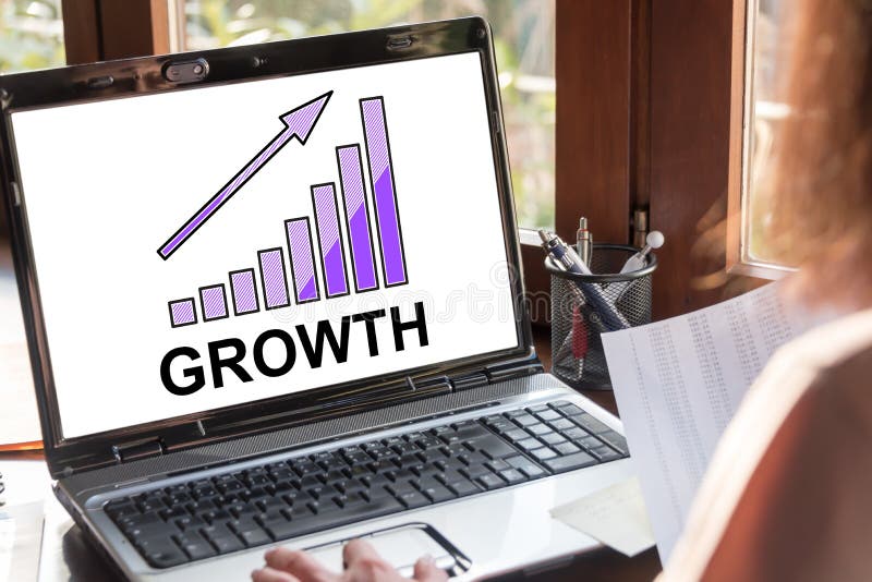 Growth Concept on a Laptop Screen Stock Photo - Image of success ...