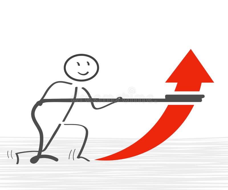 Growth Concept: Man Pull Up an Arrow - Vector Stock Vector ...